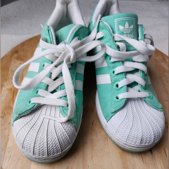 adidas | Shoes | Adidas Green And White Retro Sneakers With Shell Toe ...